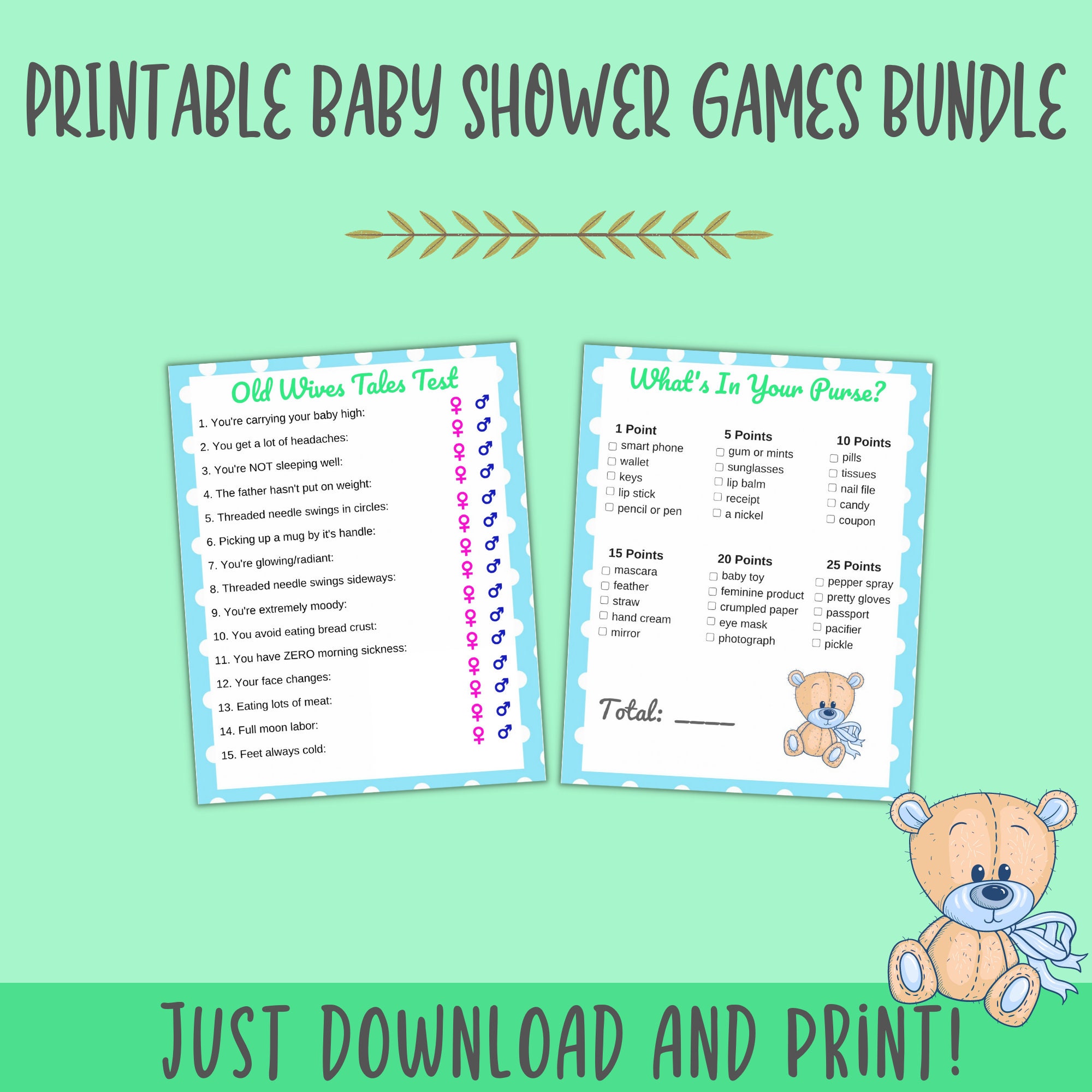 Printable Baby Shower Games Bundle Baby Shower Activity Game - Etsy