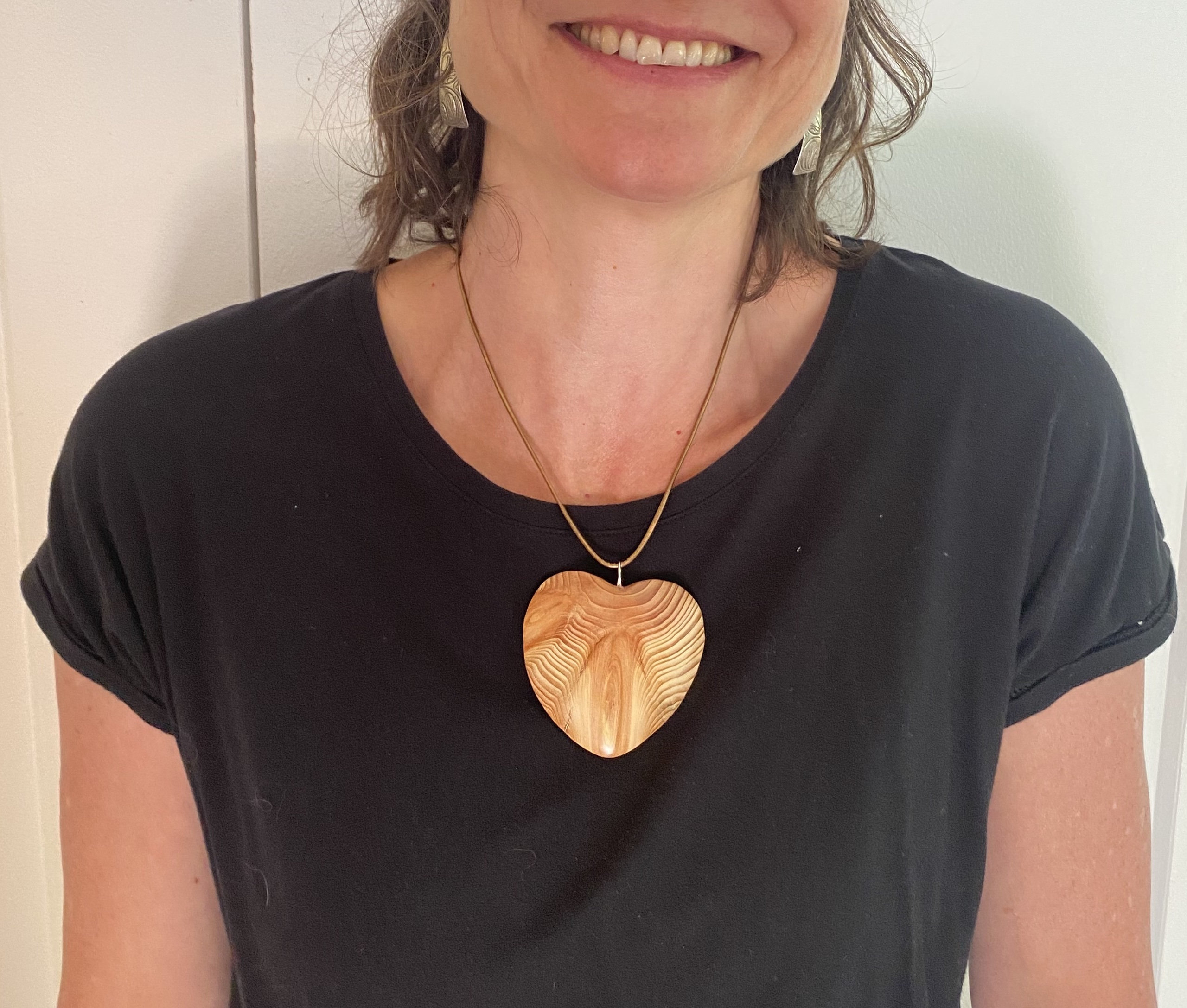 Large 'tactile' Western Red Cedar Heart Pendant With Leather Lacing - Etsy