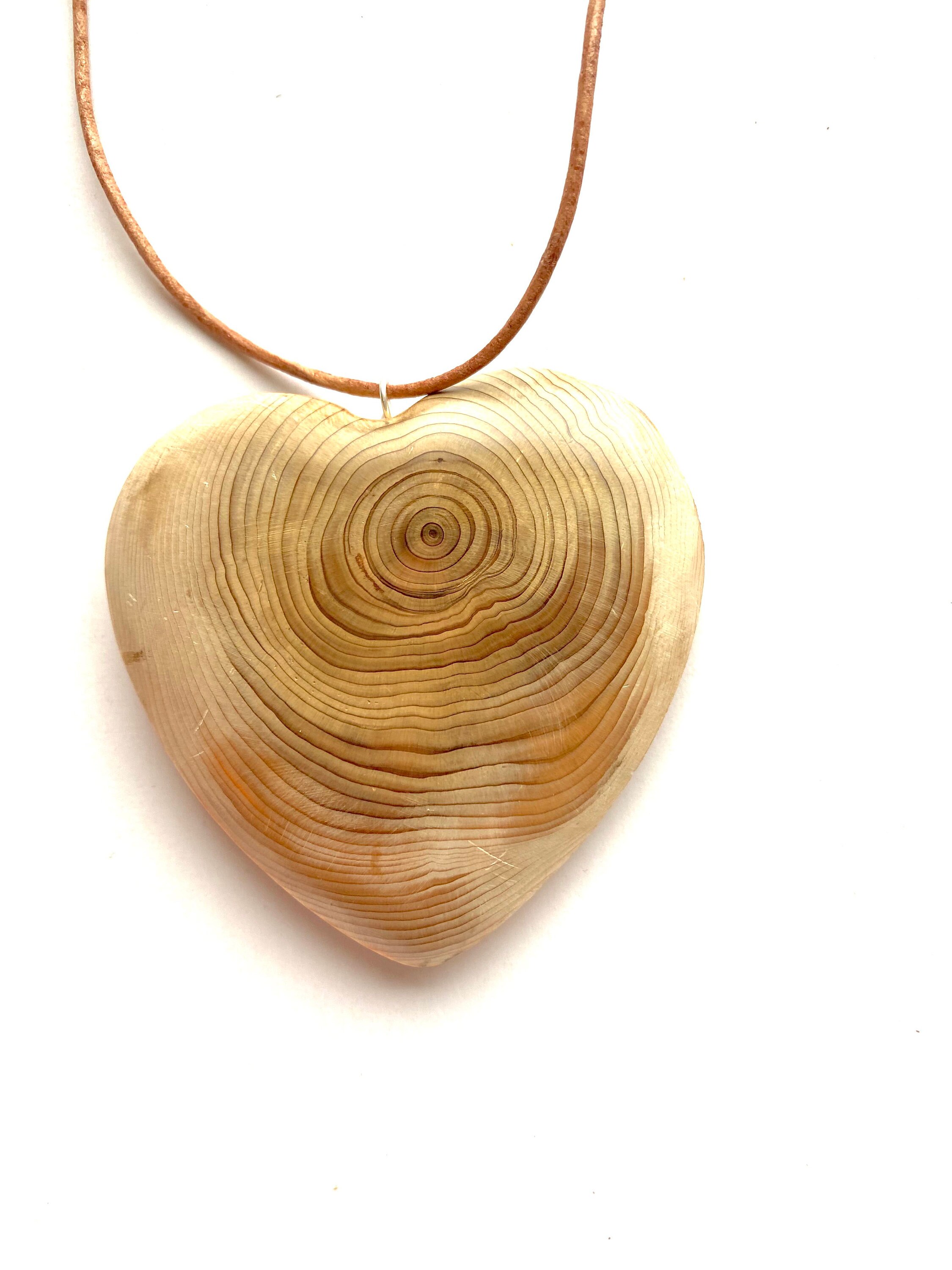 Large 'tactile' Western Red Cedar Heart Pendant With Leather Lacing - Etsy