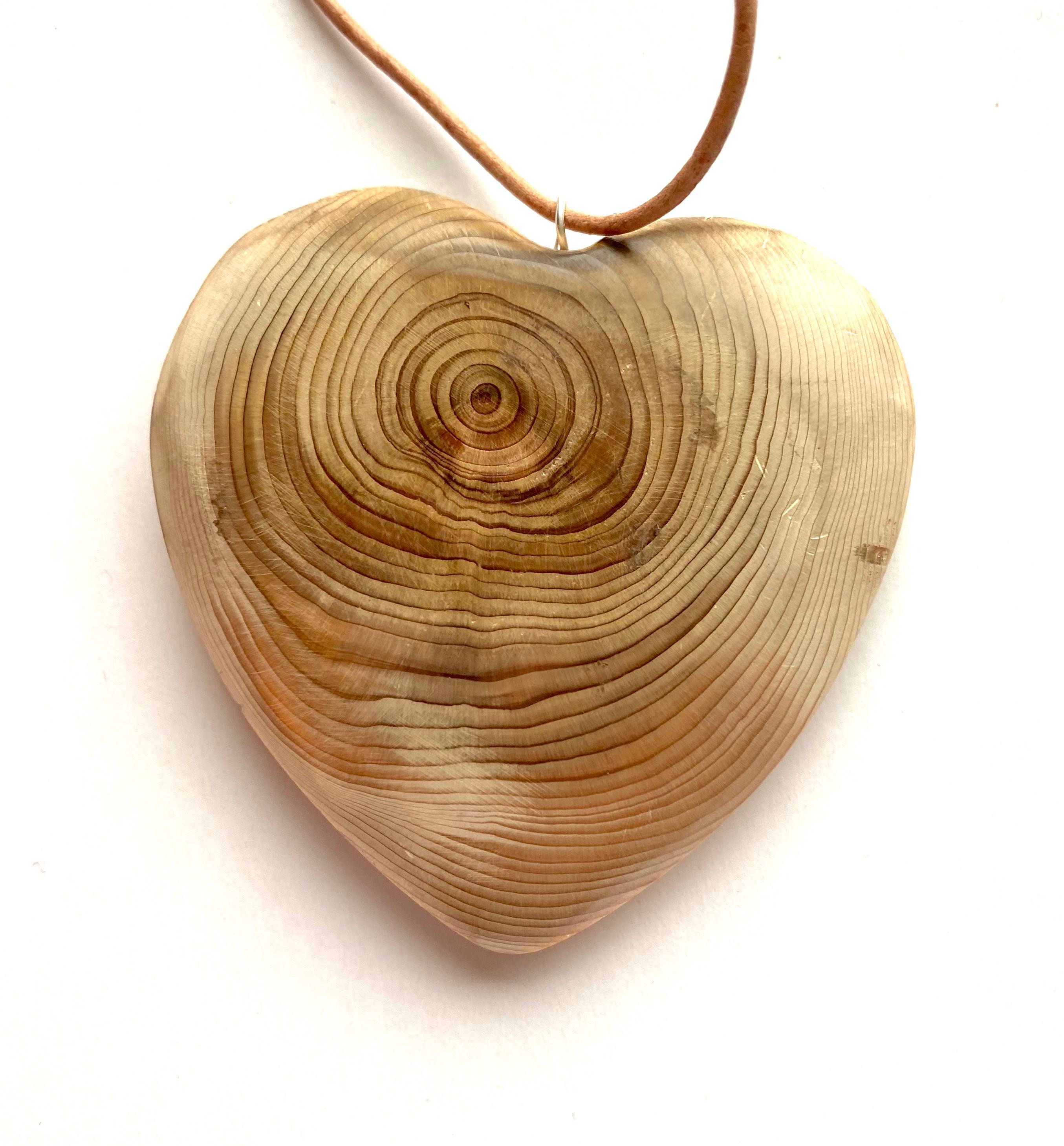 Large 'tactile' Western Red Cedar Heart Pendant With Leather Lacing - Etsy