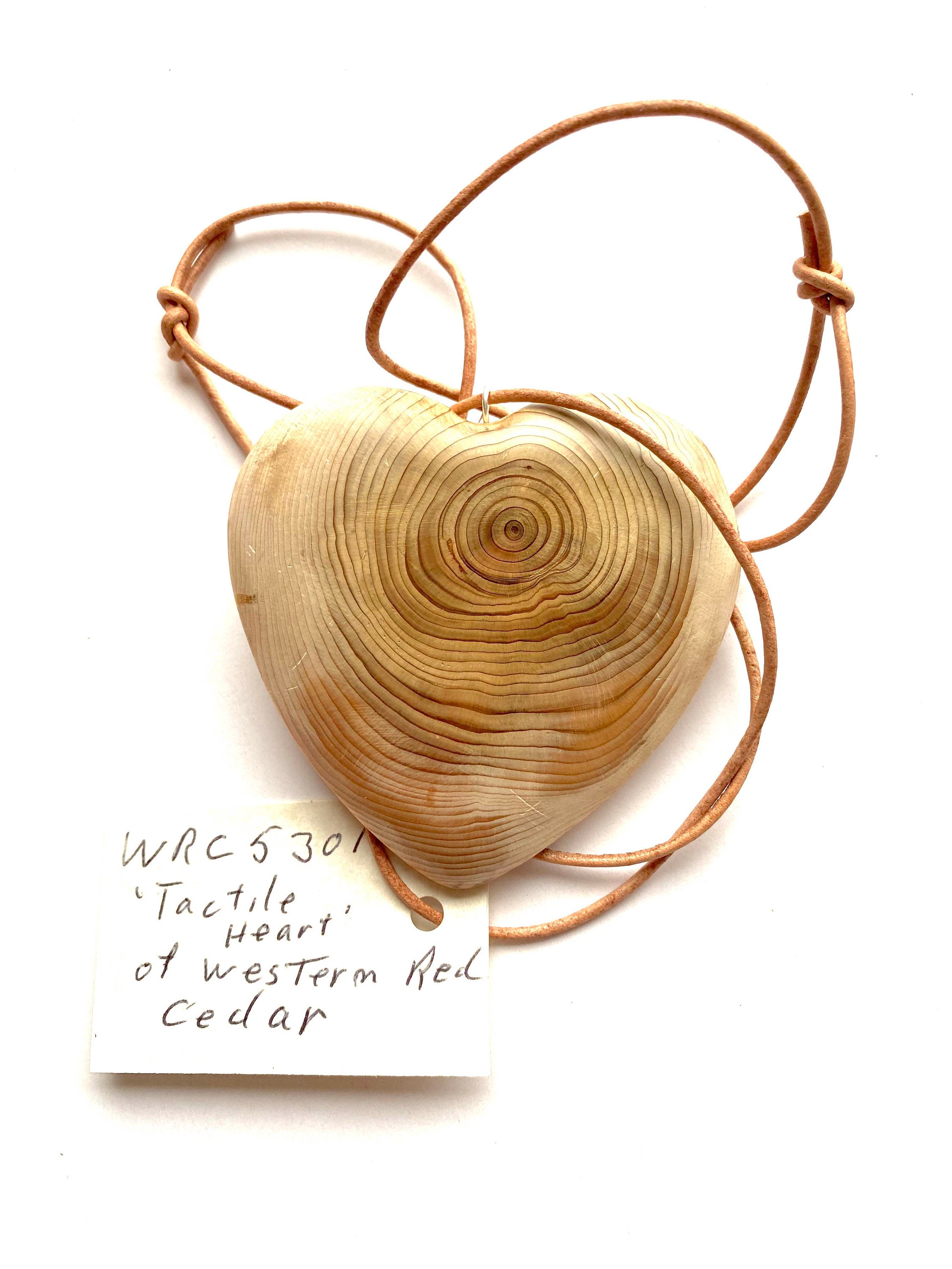 Large 'tactile' Western Red Cedar Heart Pendant With Leather Lacing - Etsy