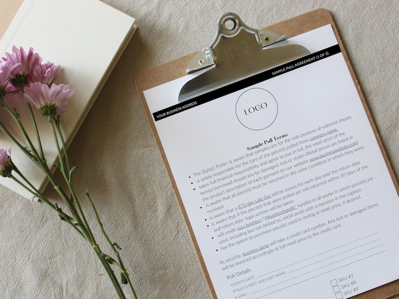 Garment Pull Agreement | Stylist Pull Agreement | Fashion Brand ...