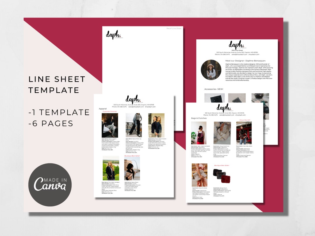 Line Sheet Fashion Line Sheet Inventory Collection - Etsy