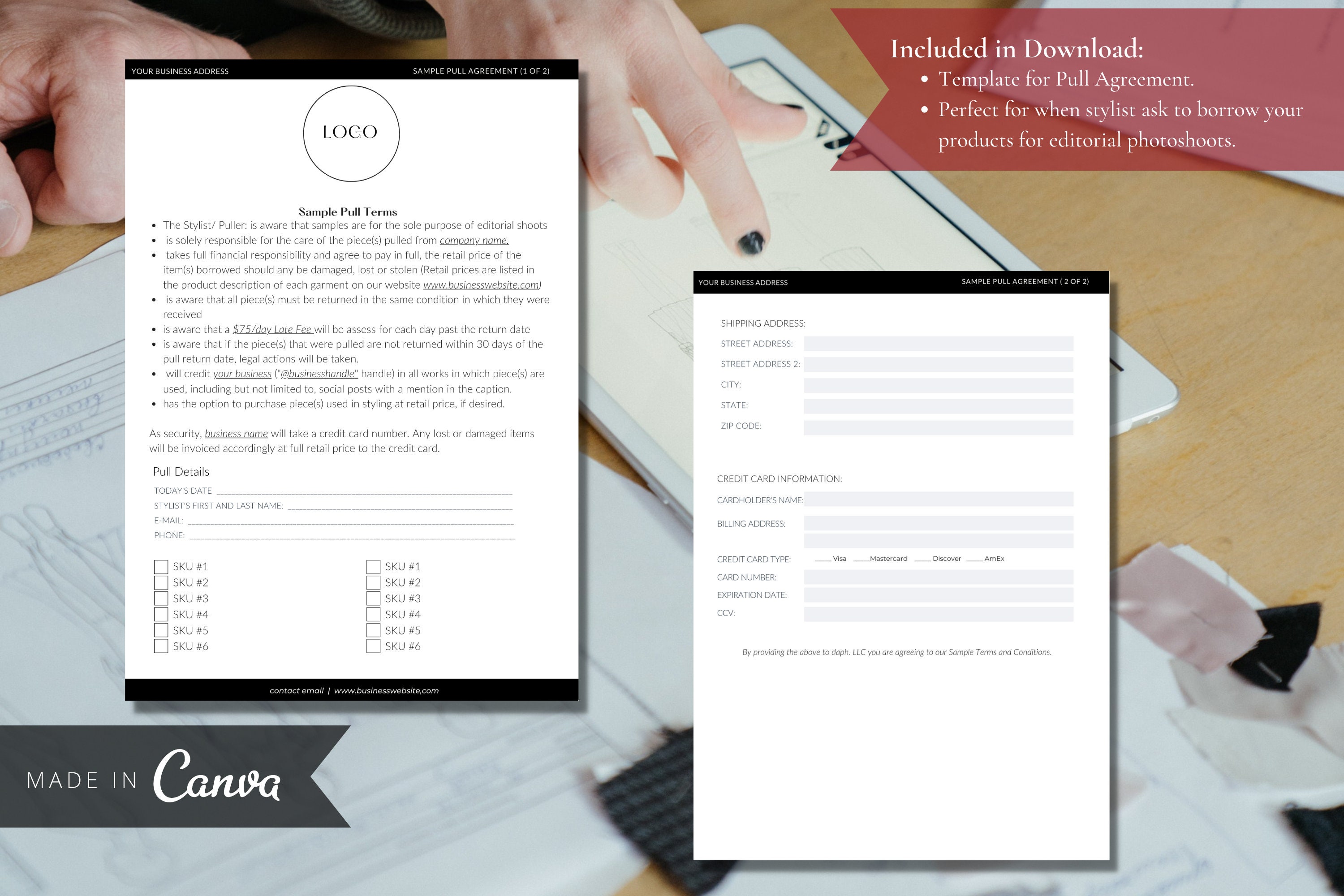 Garment Pull Agreement | Stylist Pull Agreement | Fashion Brand ...