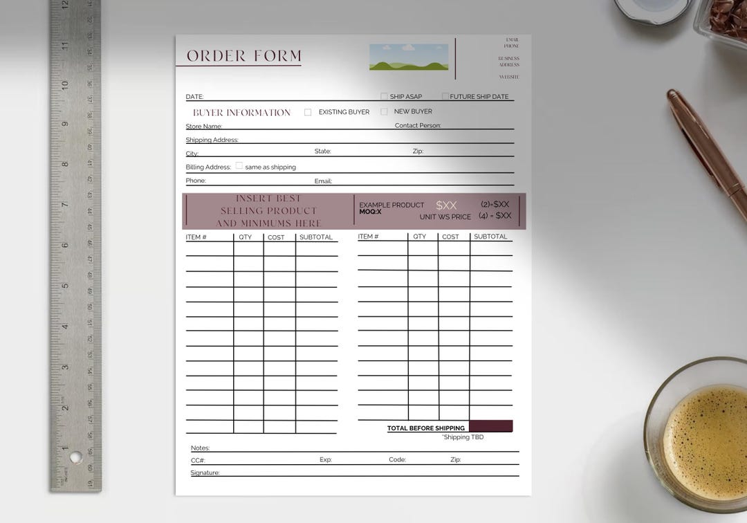 Customizable Fashion Order Form Template | Digital Download | Perfect ...