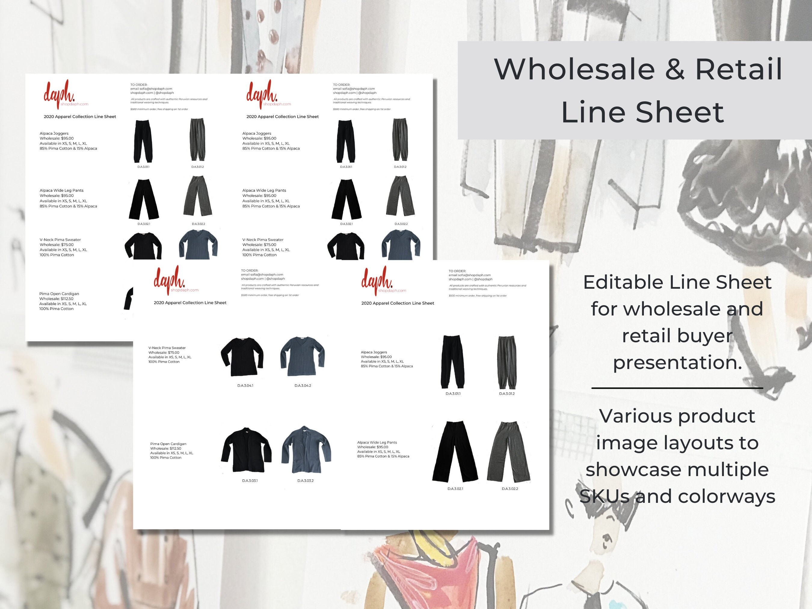 Basic Line Sheet Fashion Business Product List Wholesale Product ...