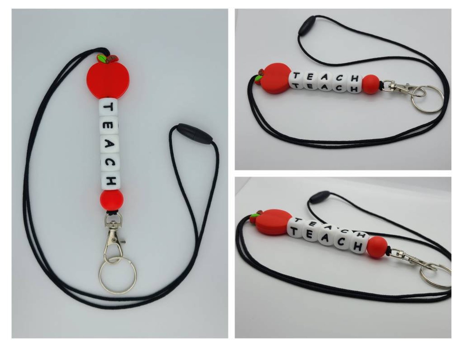 Apple Silicone Beaded Lanyards Rainbow Apple Lanyard Teach - Etsy