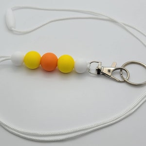 Halloween Candy Corn Themed Beaded Lanyard ID Badge Holder Teacher ...