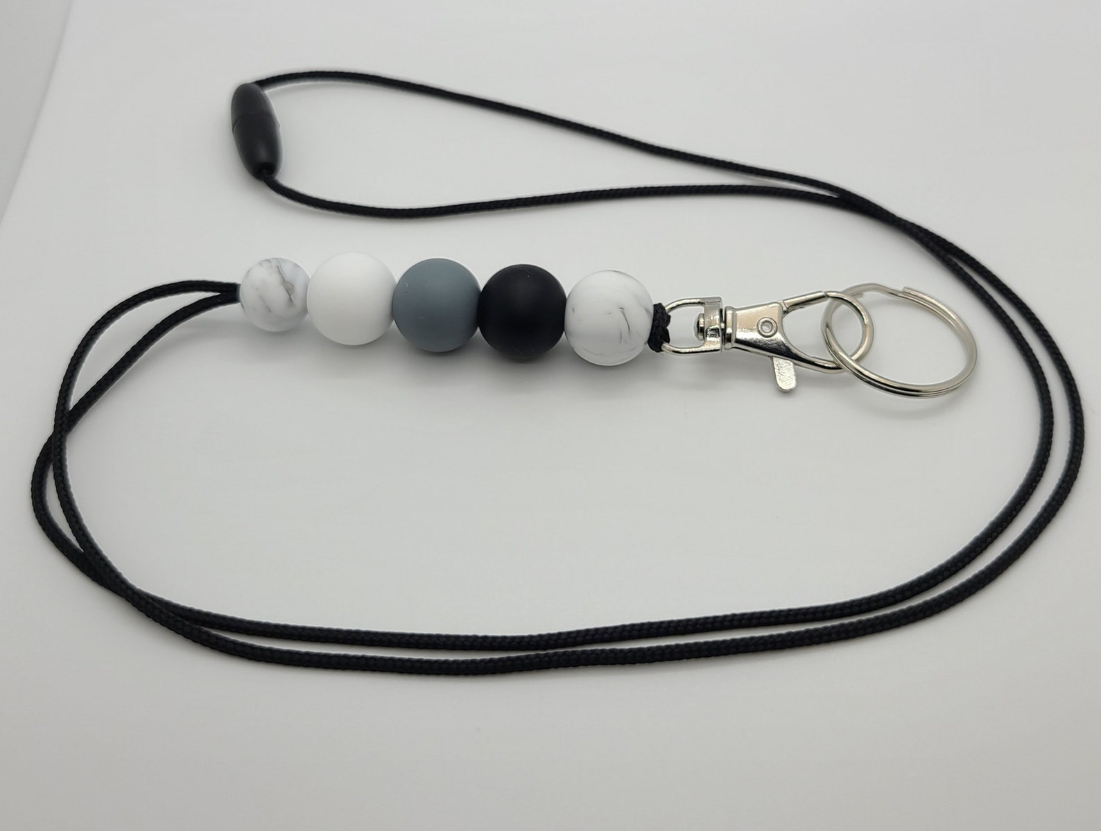 Marble Mix Beaded Lanyard ID Badge Holder Teacher Lanyard - Etsy