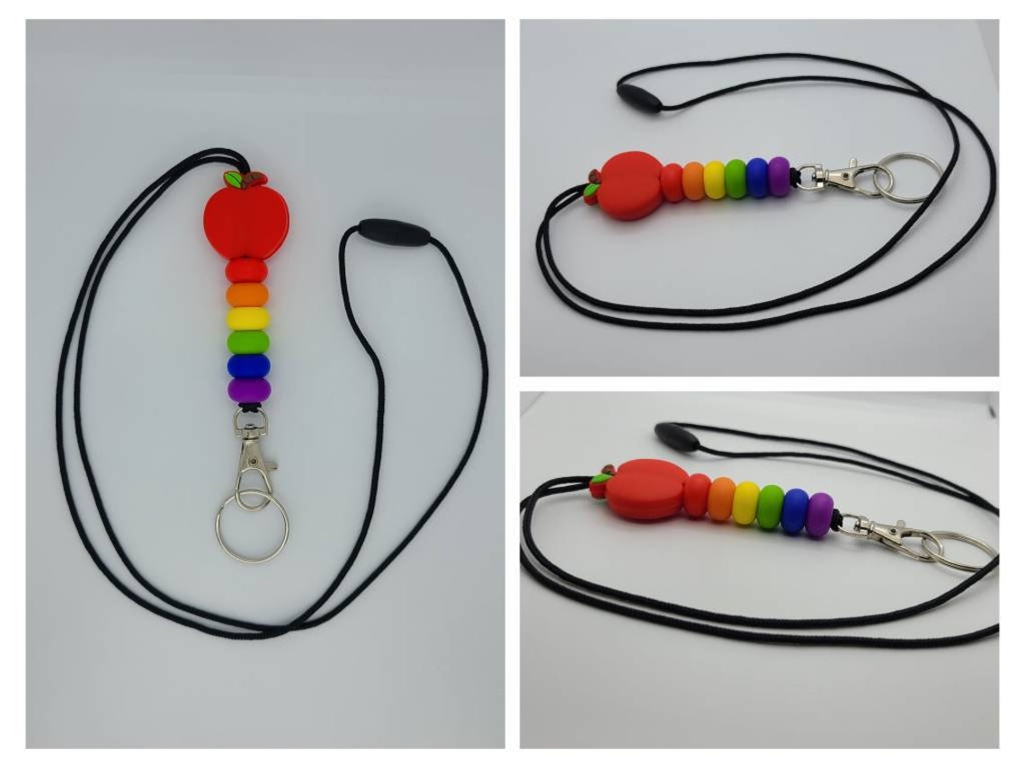 Apple Silicone Beaded Lanyards Rainbow Apple Lanyard Teach - Etsy