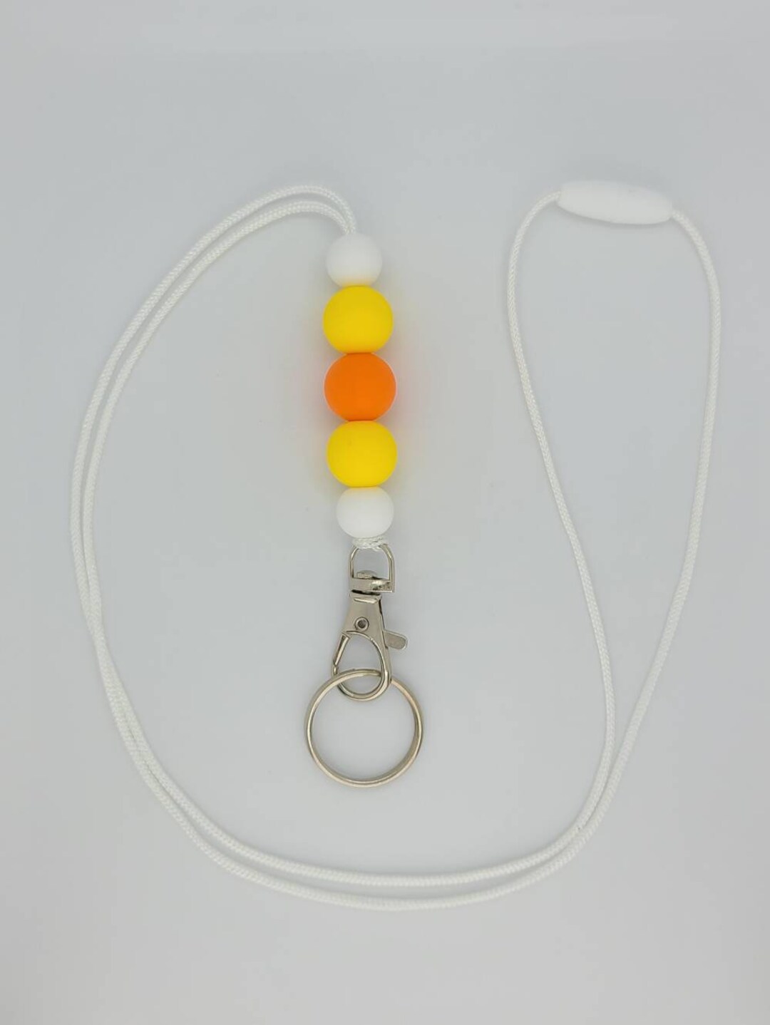 Halloween Candy Corn Themed Beaded Lanyard ID Badge Holder Teacher ...