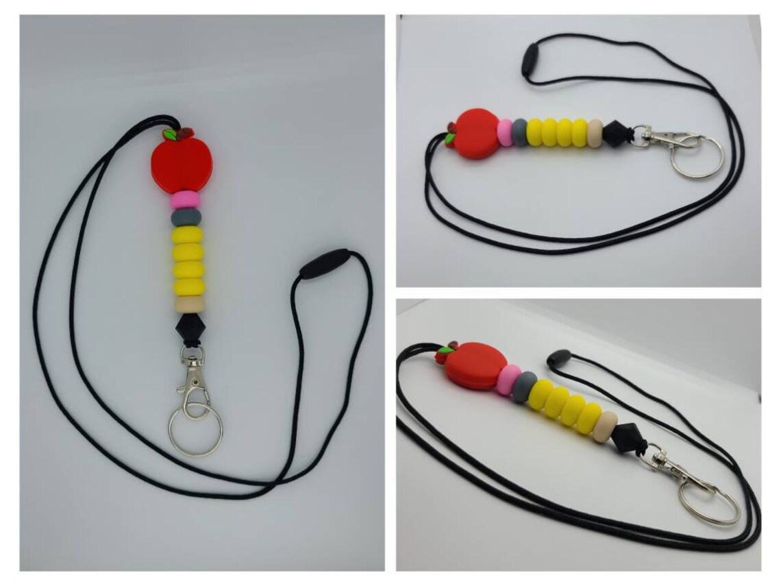 Apple Silicone Beaded Lanyards Rainbow Apple Lanyard Teach - Etsy