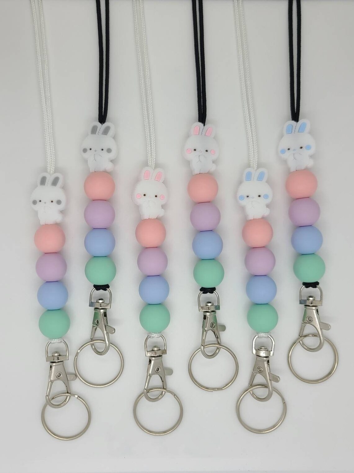 Bunny Silicone Beaded Lanyard Spring Theme Beaded Lanyard - Etsy