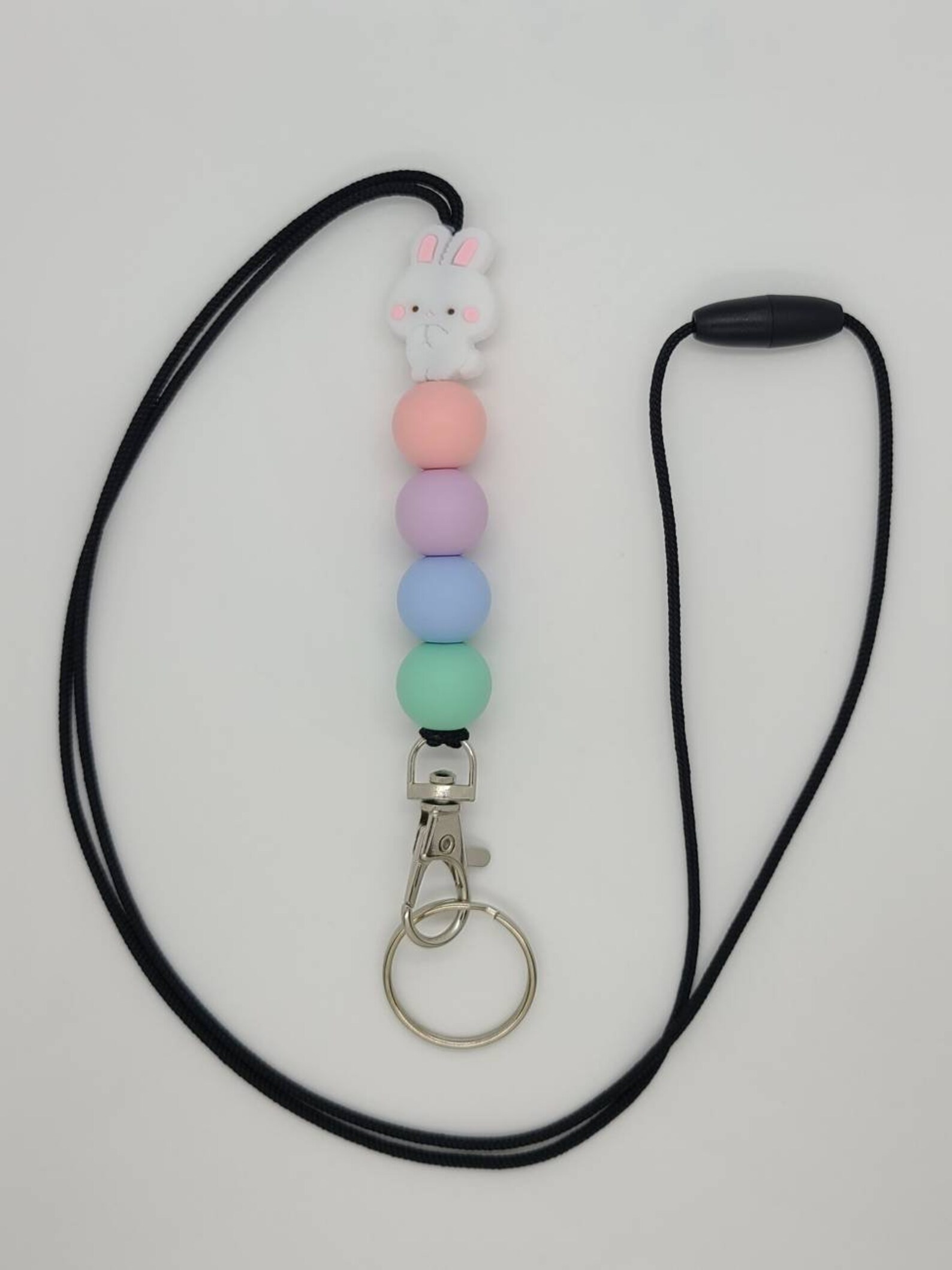 Bunny Silicone Beaded Lanyard Spring Theme Beaded Lanyard - Etsy