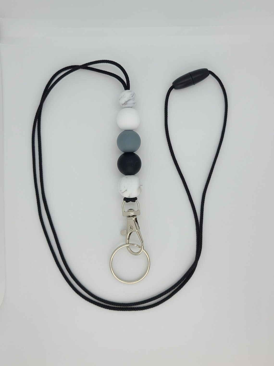 Marble Mix Beaded Lanyard ID Badge Holder Teacher Lanyard - Etsy