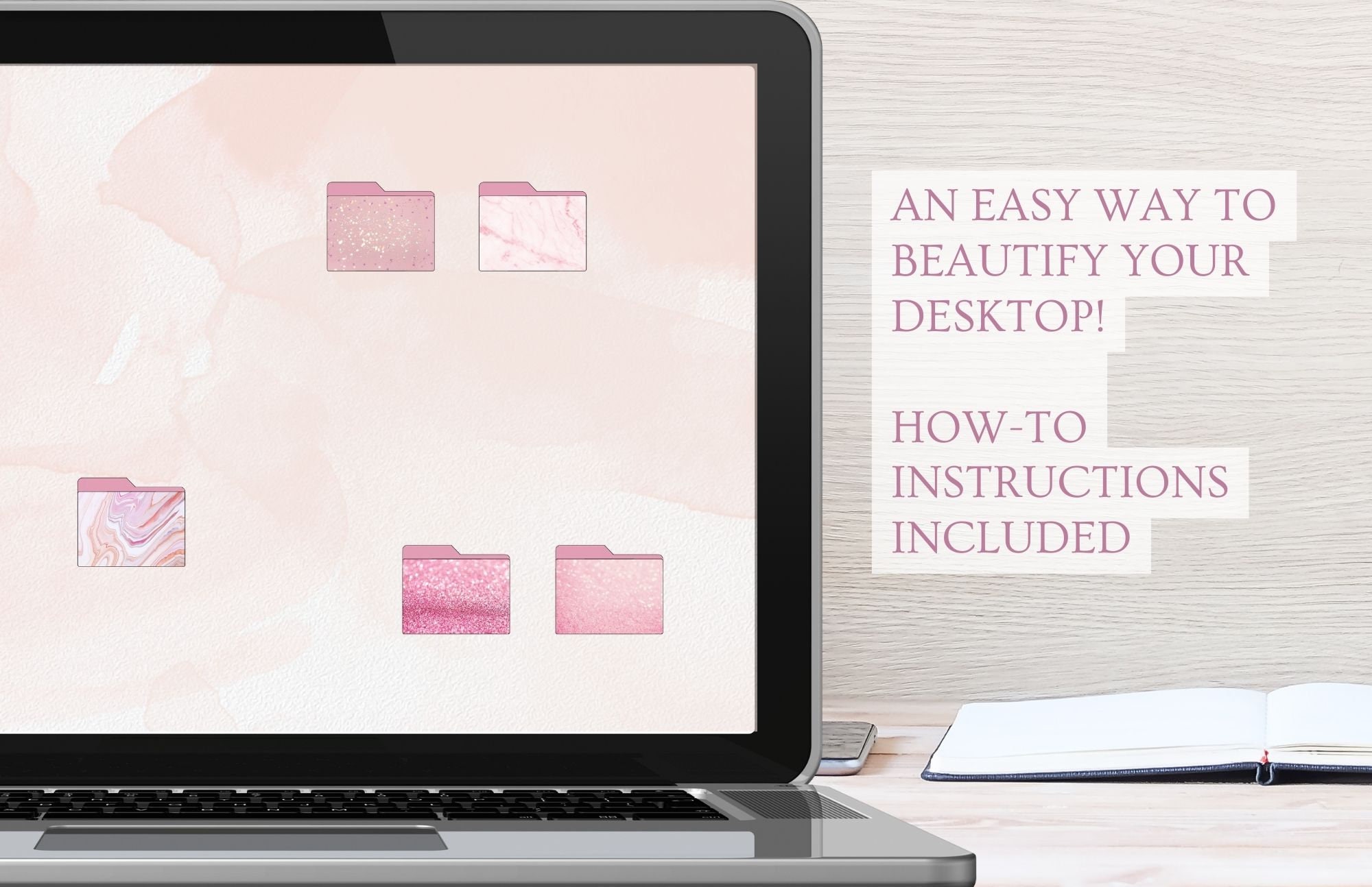 Pink & Gold Glitter and Marble Folder Icons | Bundle of 40 | Aesthetic ...
