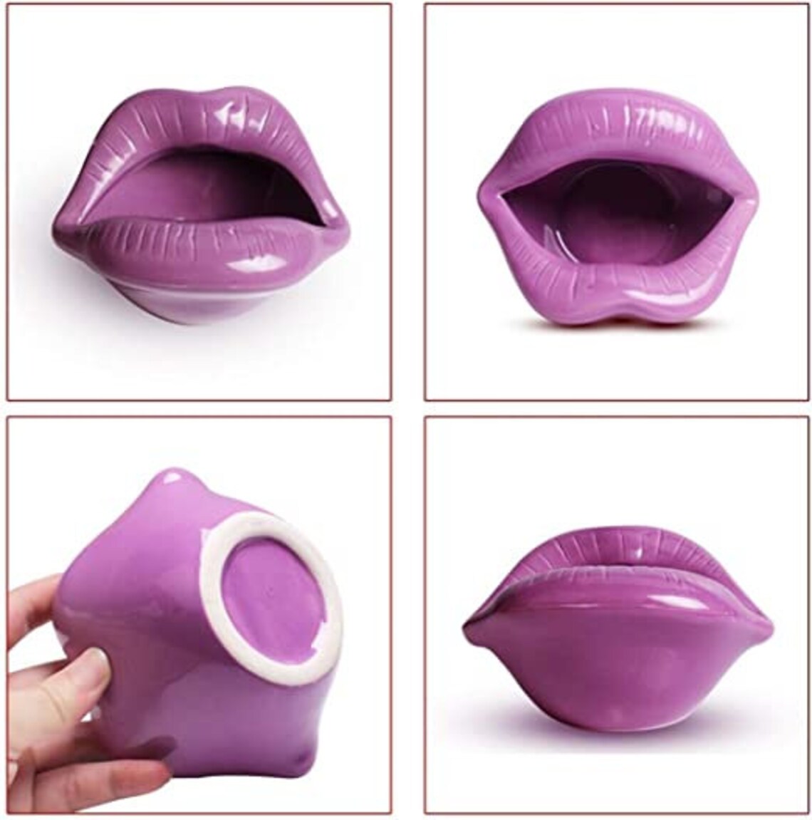 Purple Passion Ceramic Lip Bowl jewelry and Phone Holder | Etsy
