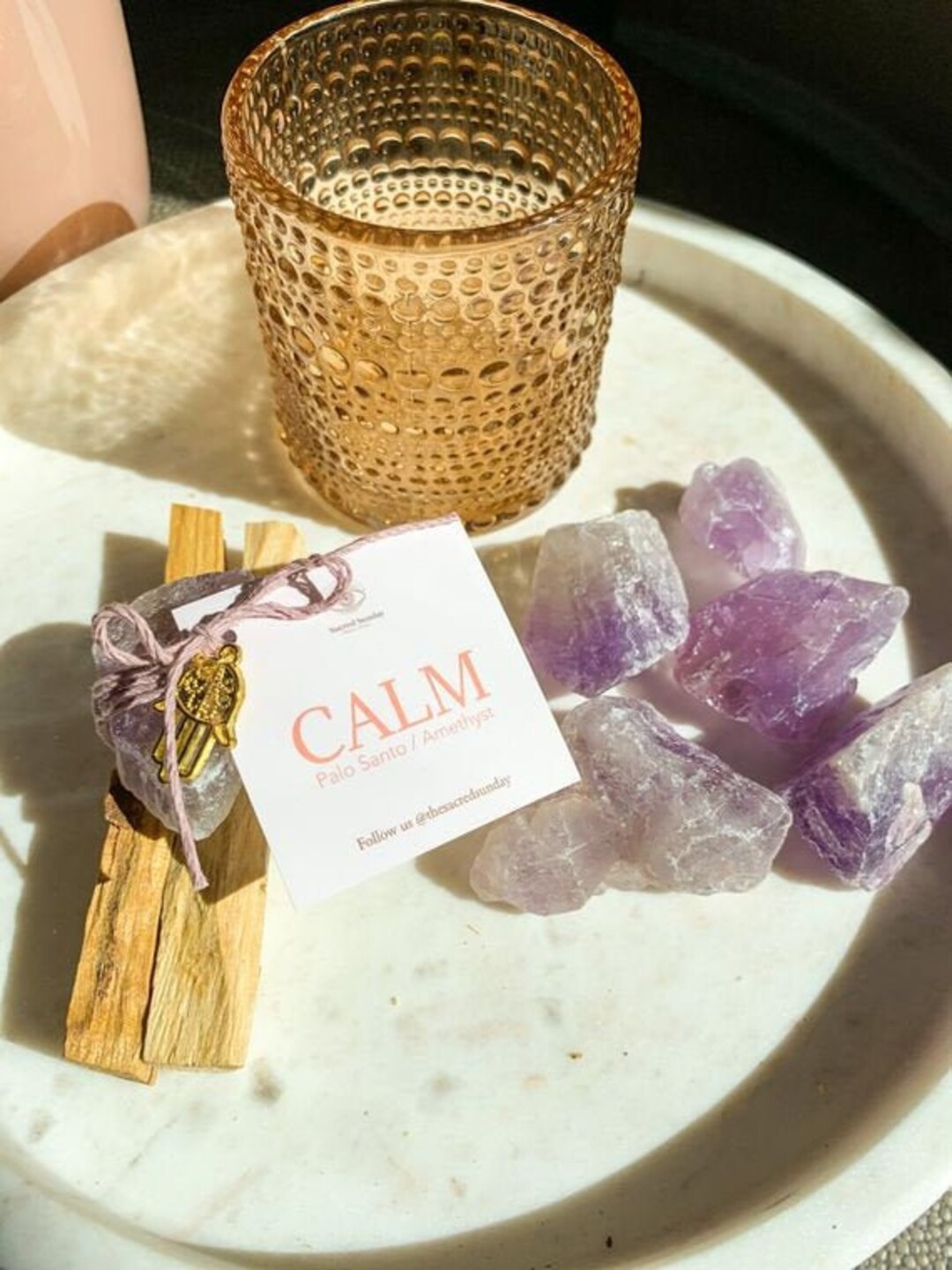 CALM Intention Bundle amethyst selenite Palo Santo W/meditation Guide ...