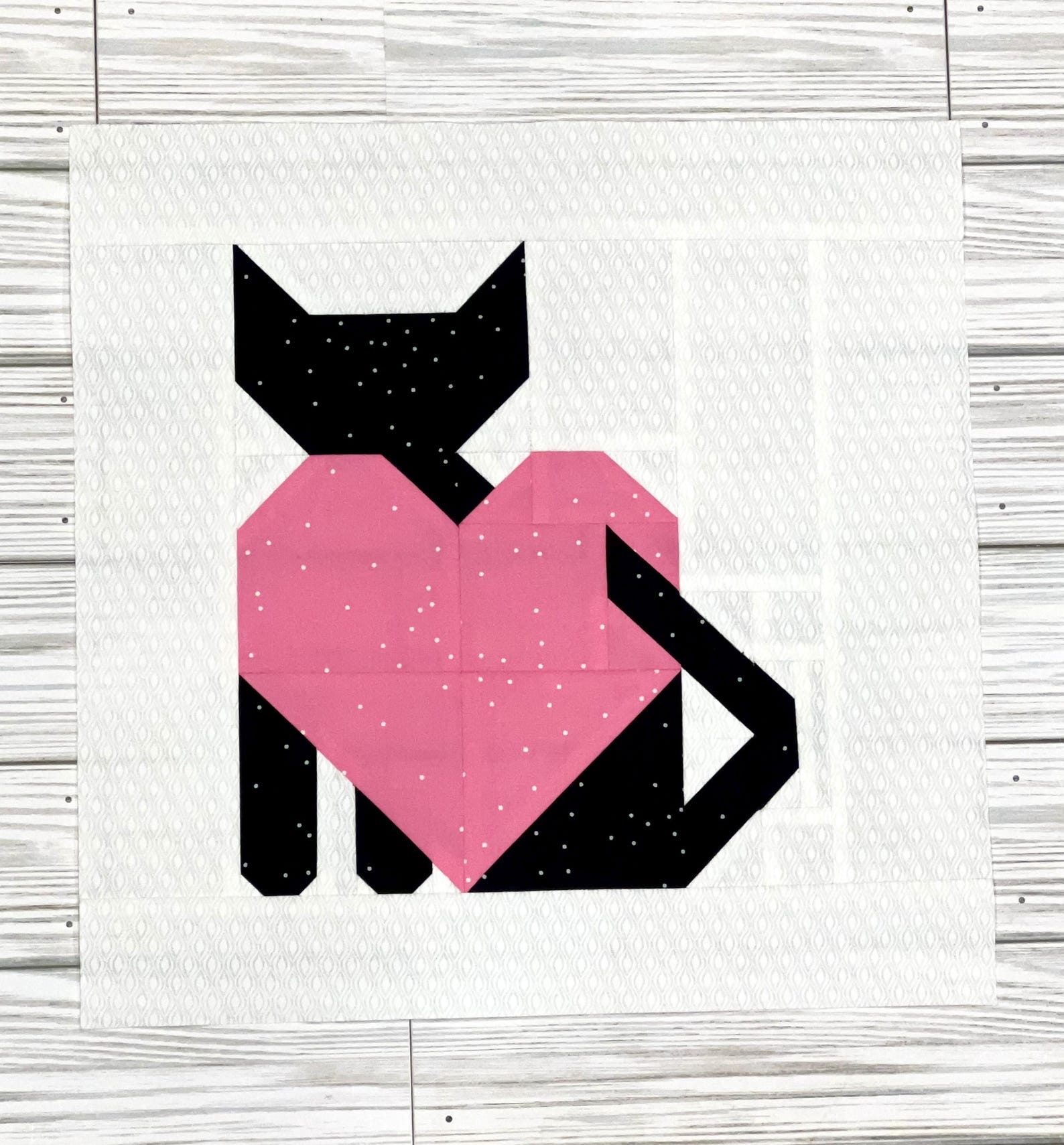 Meow Amore Quilt Block Pattern, Cat Quilt - Etsy