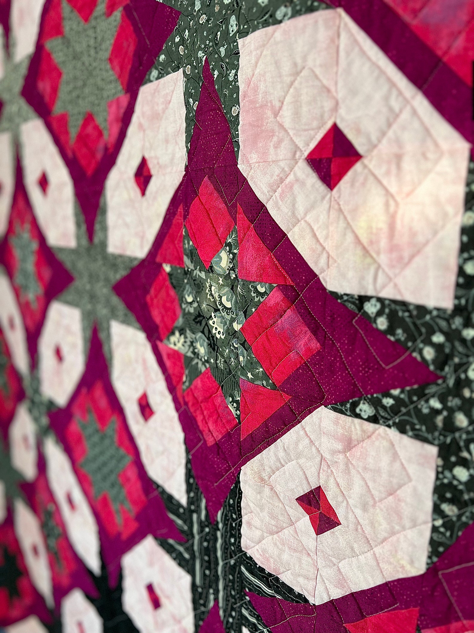 Handmade Star Quilt, Throw Size Ombré Quilt, Ready to Ship, Modern Pink ...