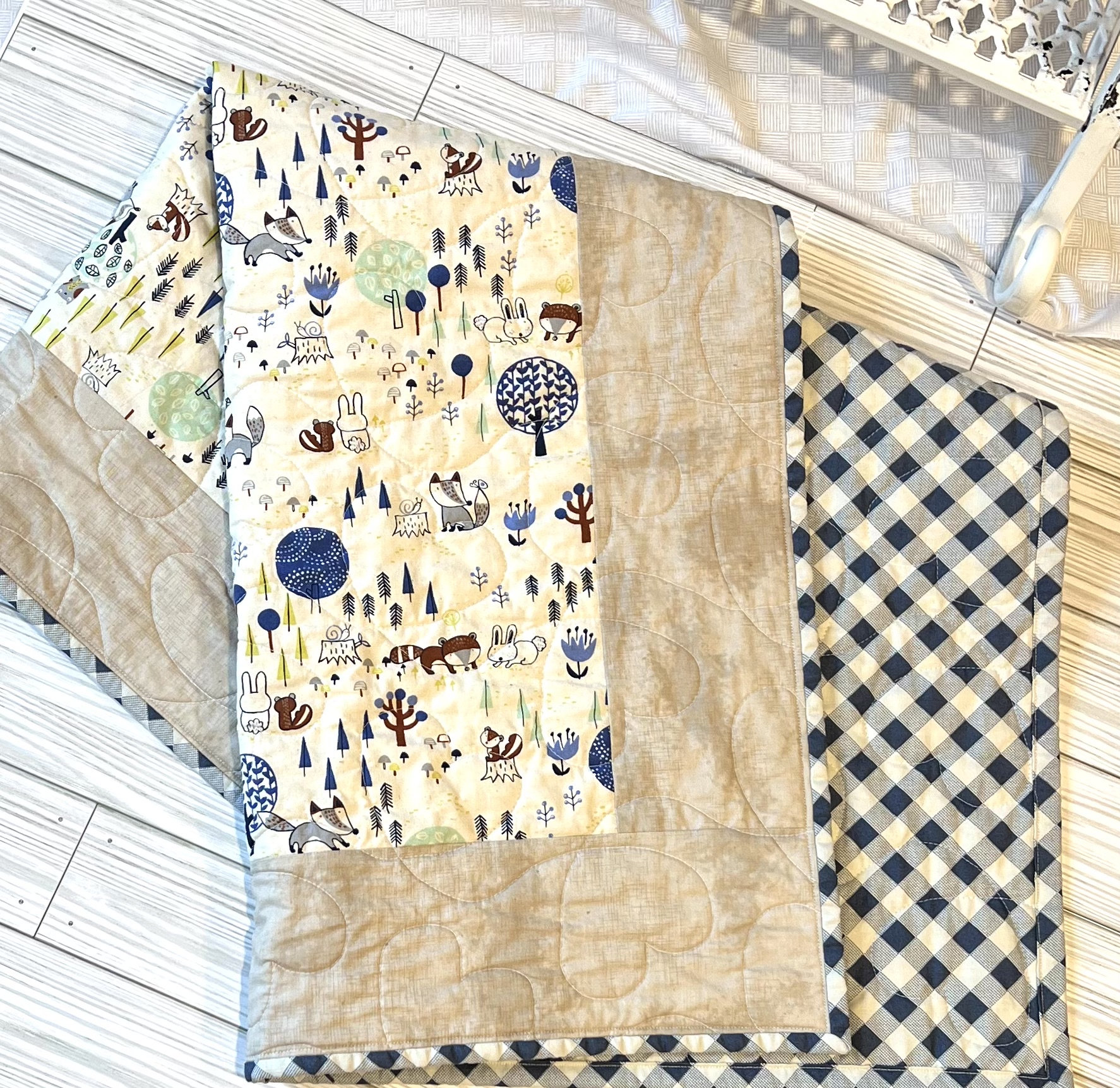 Forest Animal Baby Quilt, Gender Neutral or Boy Quilt, Nursery Quilt ...