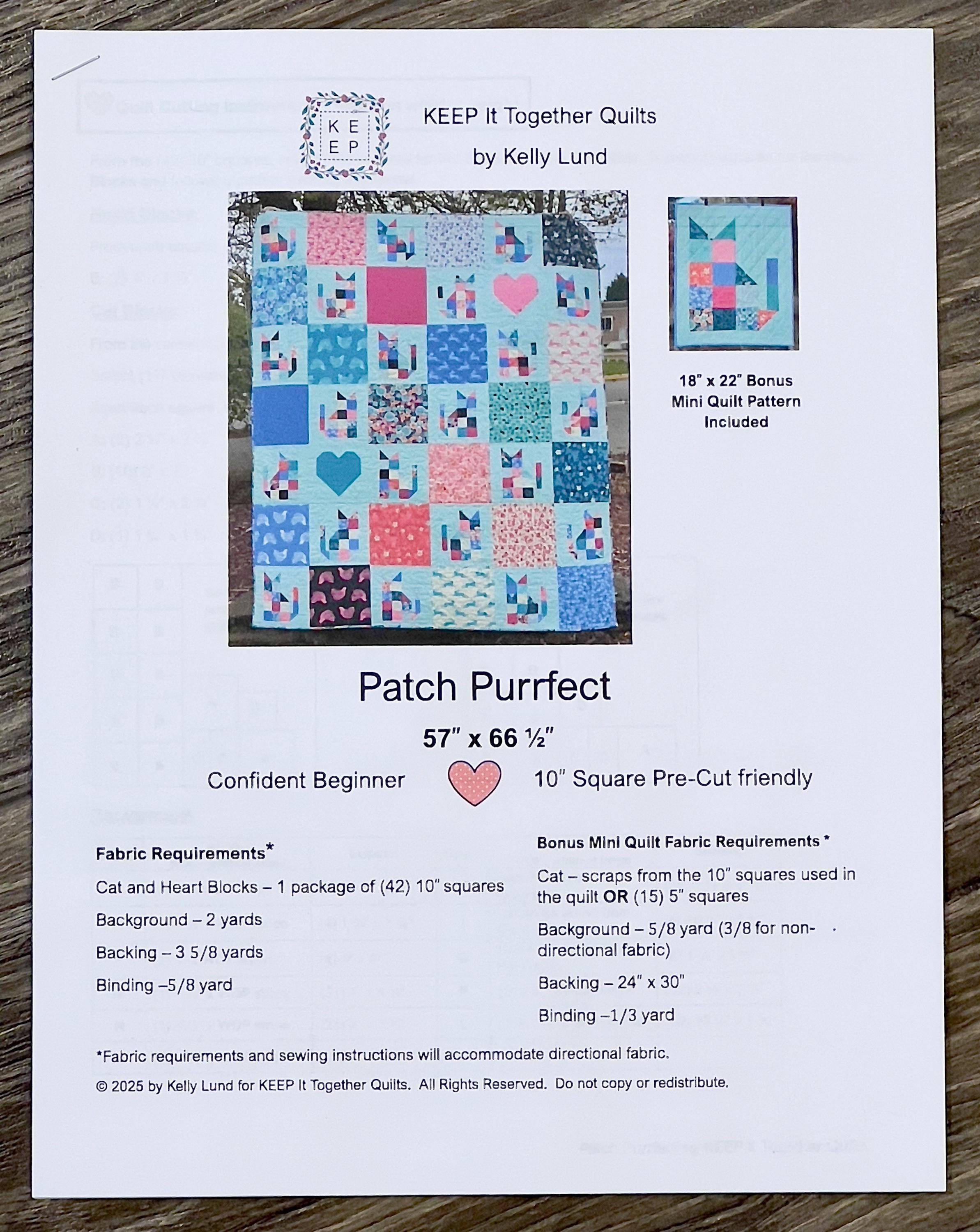 Patch Purrfect Quilt Pattern, Cat Quilt - Etsy