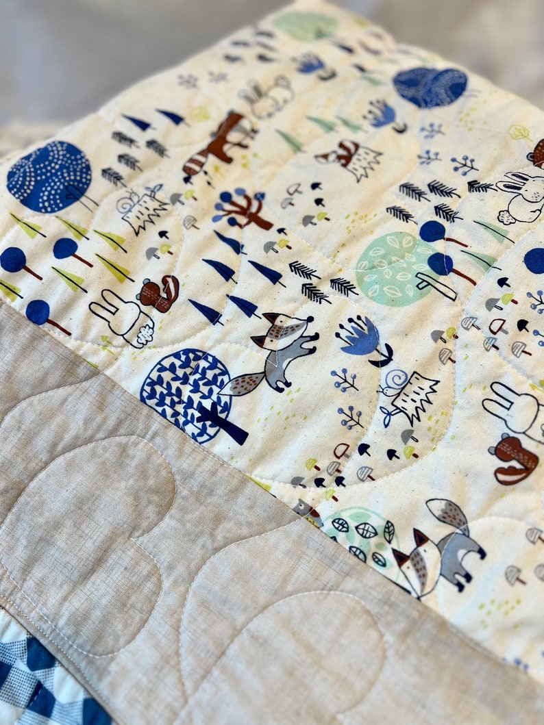 Forest Animal Baby Quilt, Gender Neutral or Boy Quilt, Nursery Quilt ...
