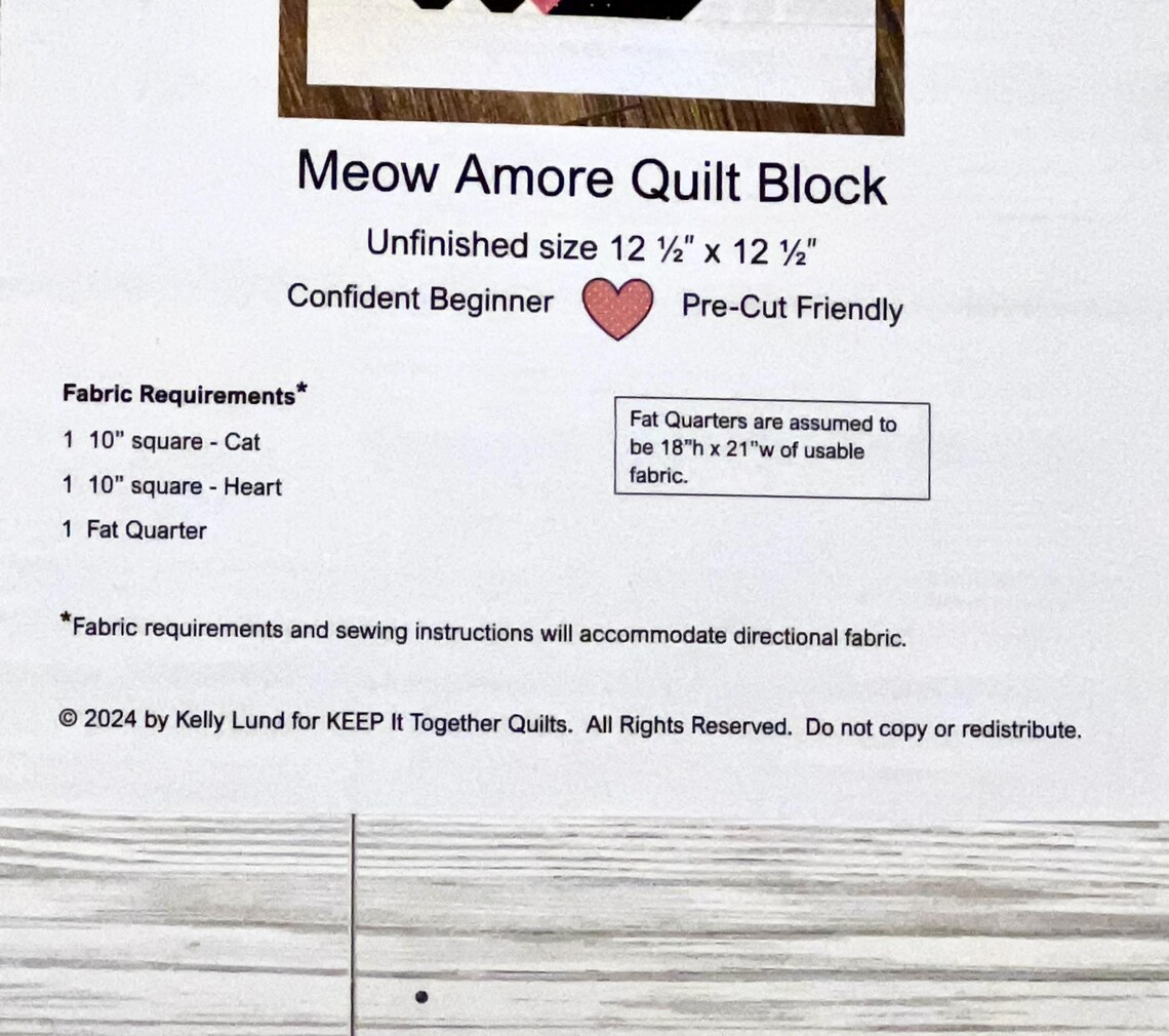 Meow Amore Quilt Block Pattern, Cat Quilt - Etsy