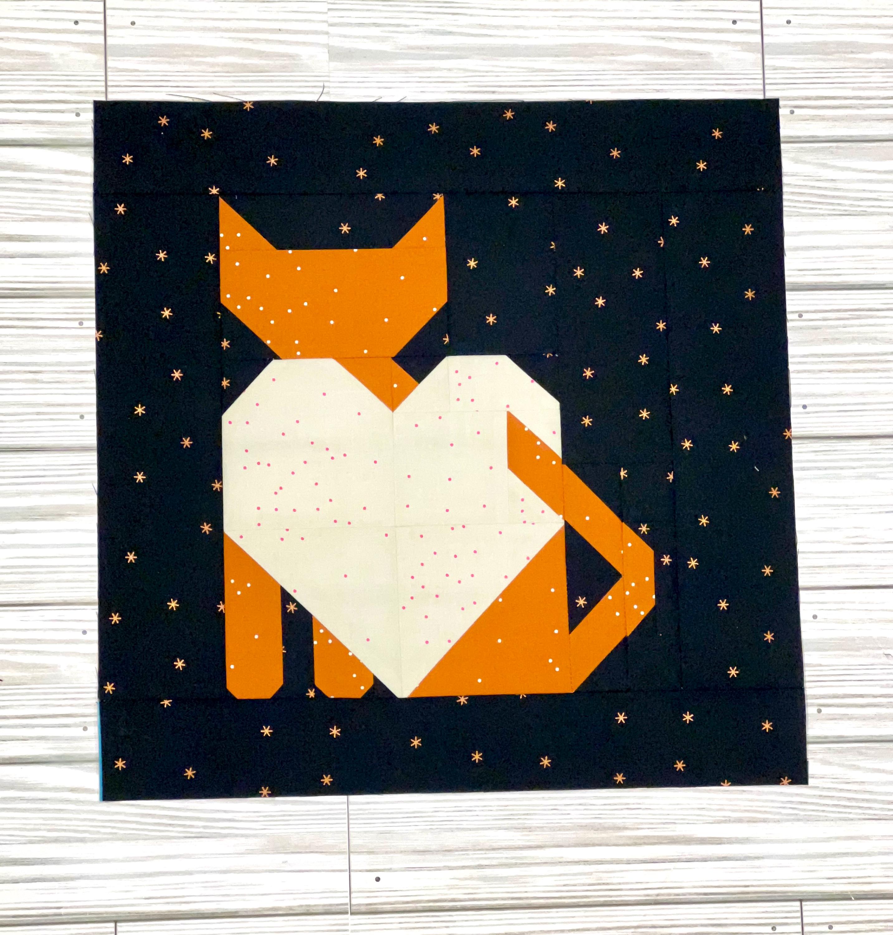 Meow Amore Quilt Block Pattern, Cat Quilt - Etsy