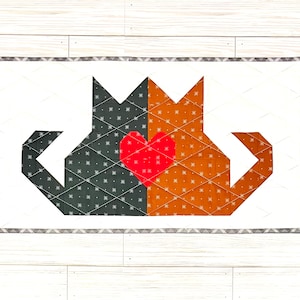 Purring Heart Mini Quilt Pattern, Cat Quilt - Etsy