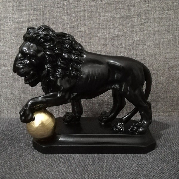 Lion With Ball Statue - Etsy