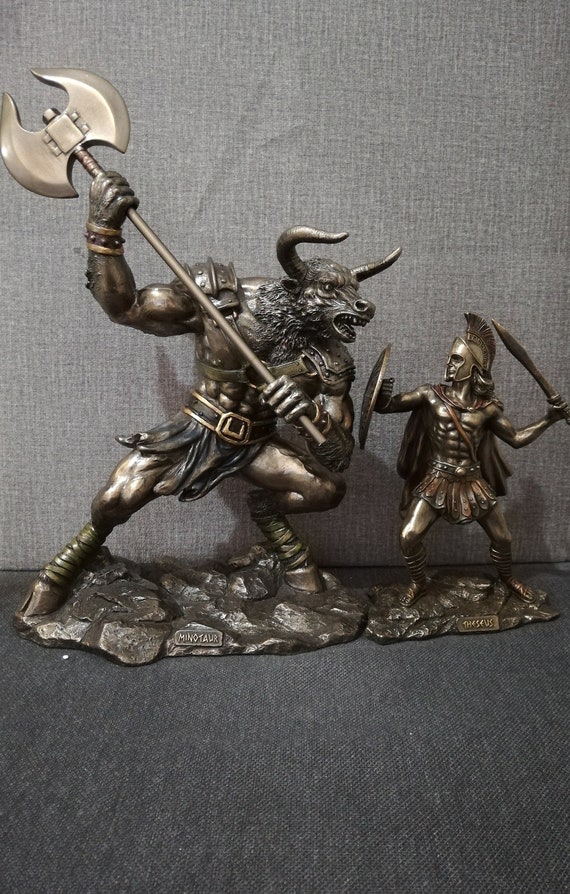 Theseus Fights With the Minotaur Statue Theseus 20.5cm | Etsy
