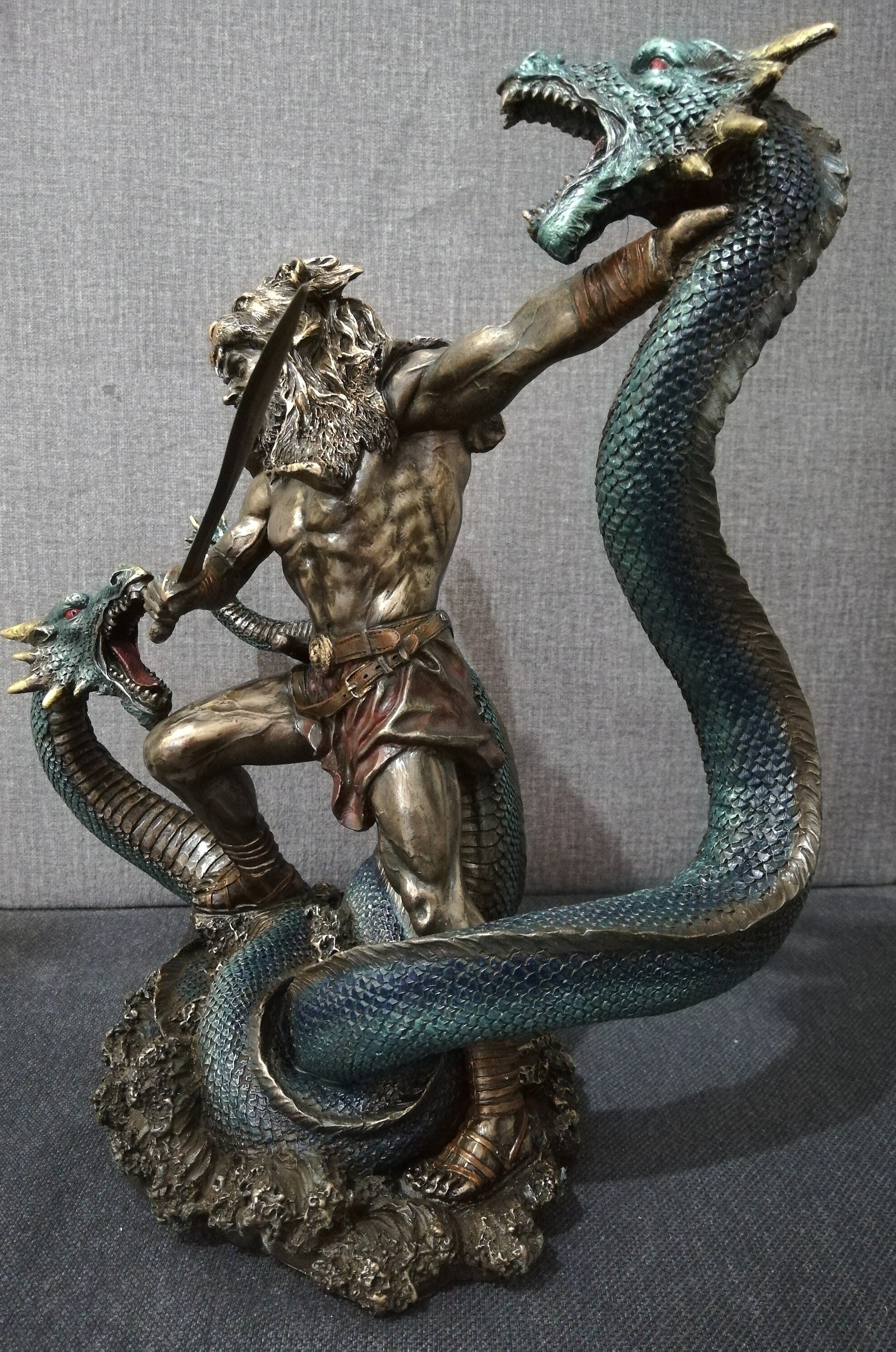 Sculpture Figurines Hercules & Lernean Lernaean Hydra on Fight 30.5cm ...