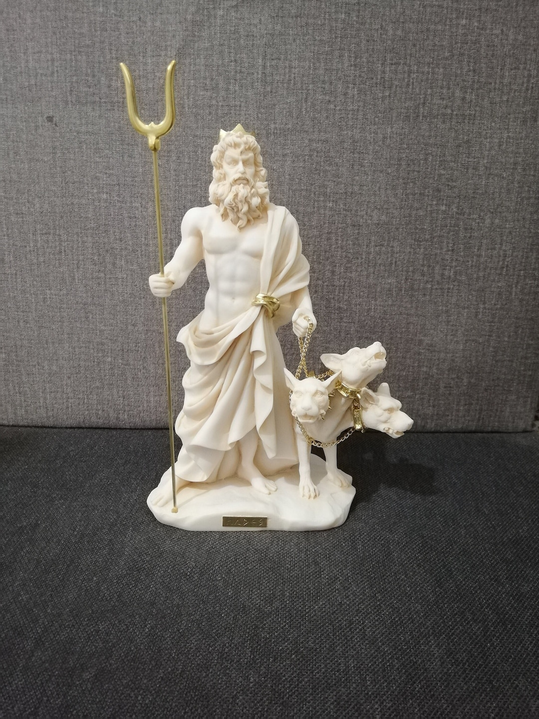 Hades Sculpture: Greek God of Underworld With Cerberus, Cast Alabaster ...