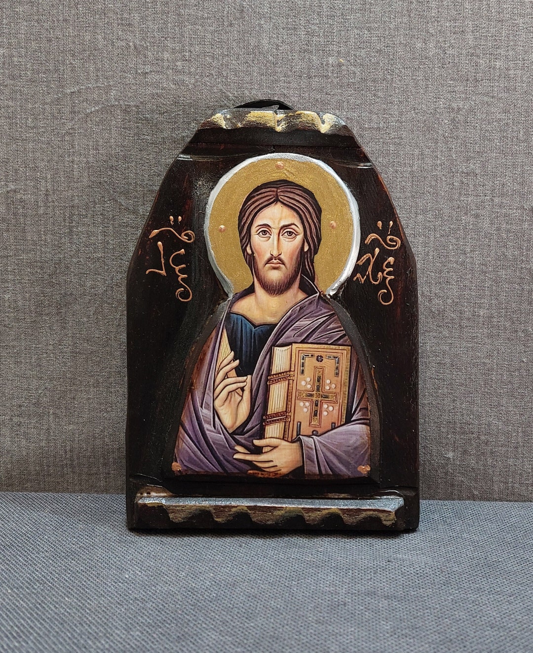 Jesus Christ Blessing Icon, Carved Wood Religious Gift - Etsy