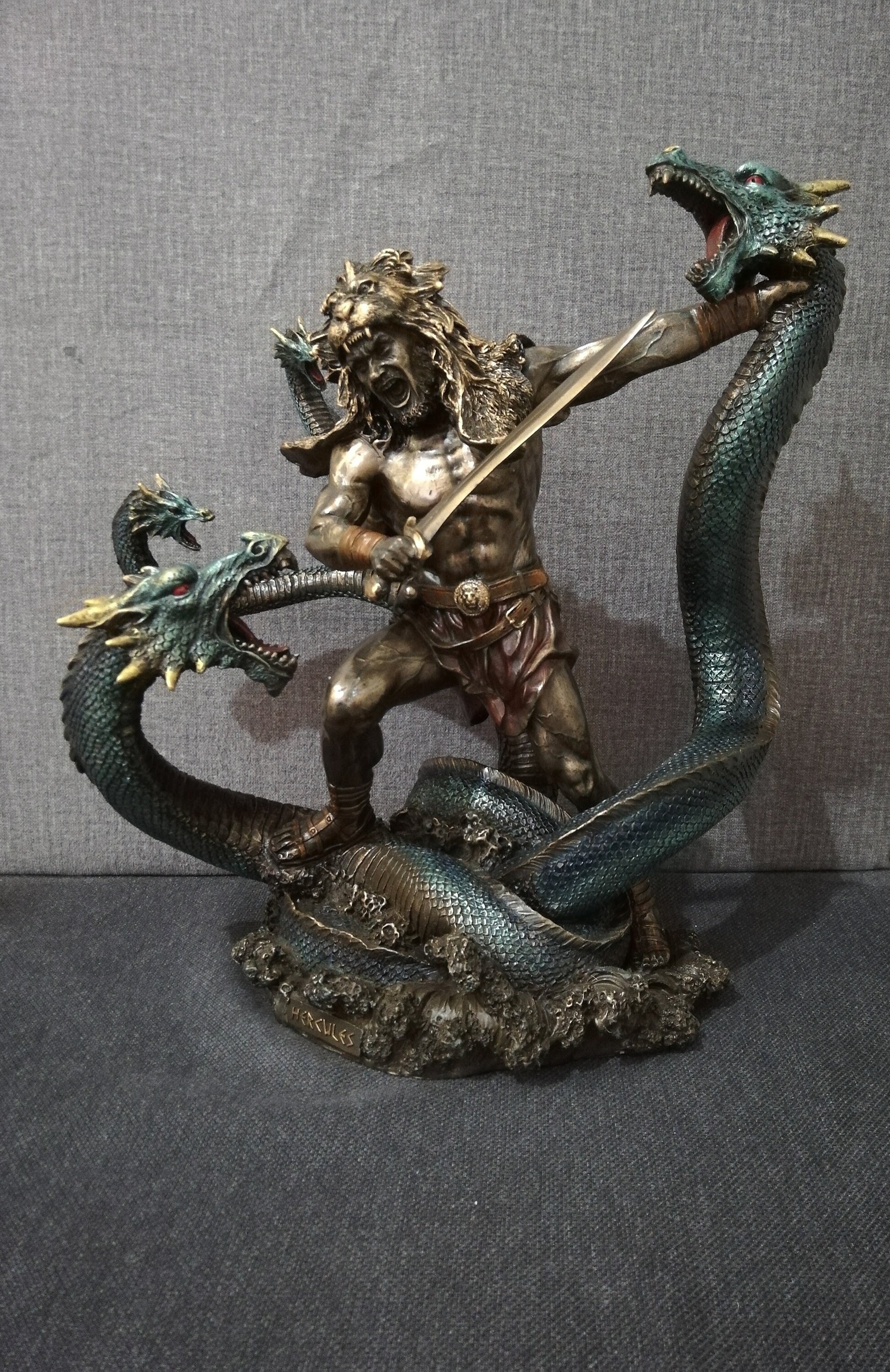 Sculpture Figurines Hercules & Lernean Lernaean Hydra on Fight 30.5cm ...