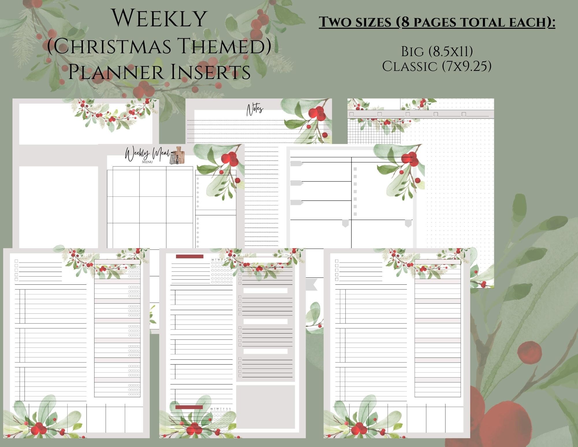 Weekly Planner, Christmas Themed Planner, Holiday, Meal Menu, Christmas ...