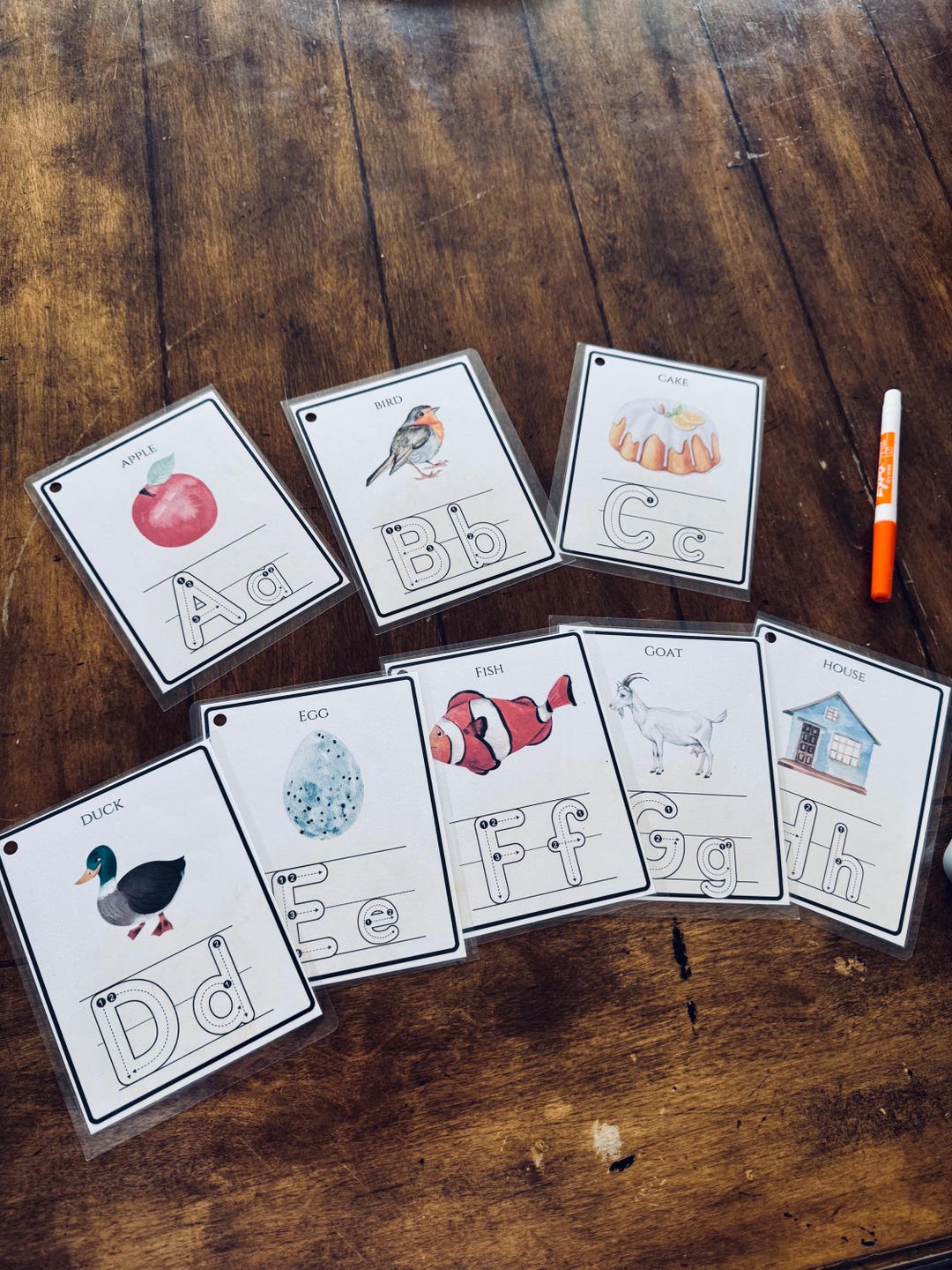 Alphabet Handwriting Cards, Watercolor, Flashcards, Montessori ...