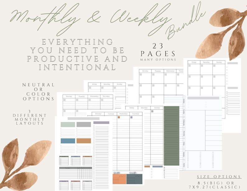 Monthly and Weekly Planner Bundle Everything You Need to Organize - Etsy