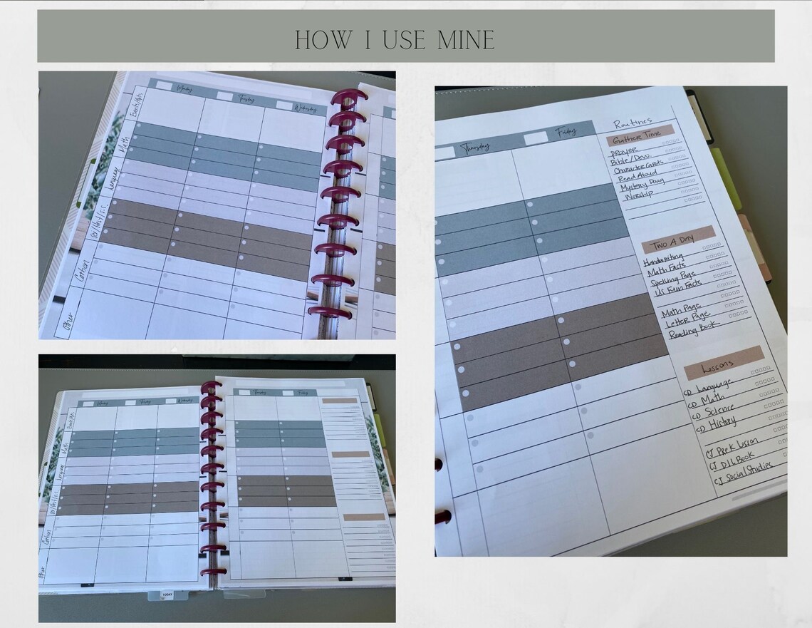 Lesson Planner Weekly Printable Inserts // Routines // Homeschool ...