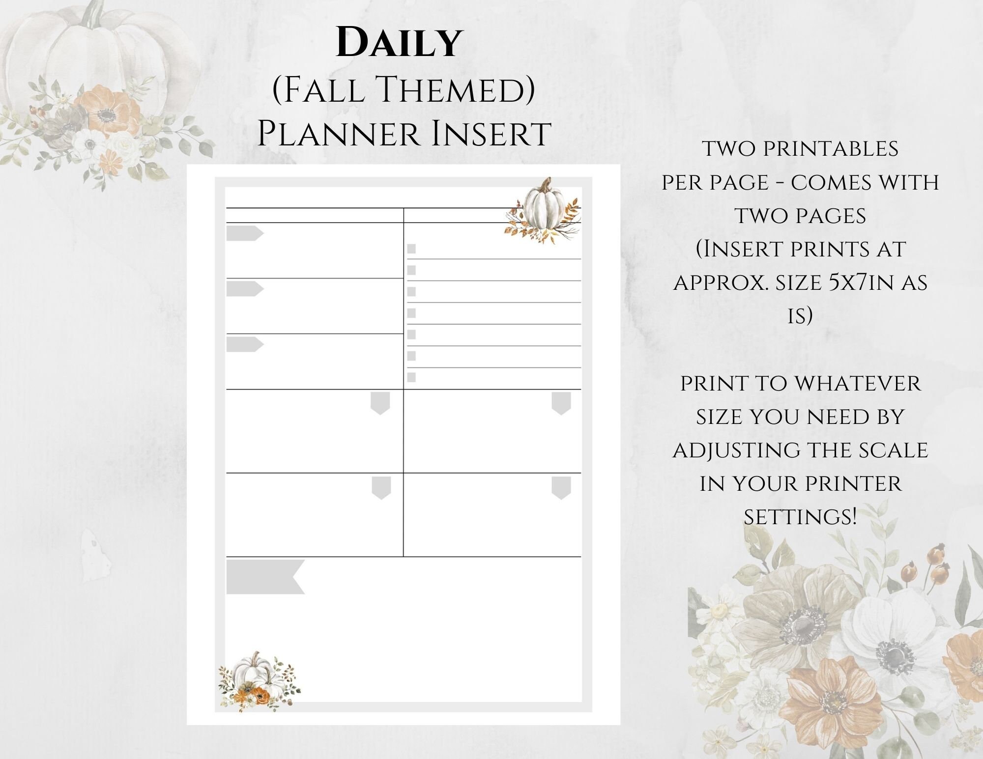 Fall Daily Planner Insert / to Do List / Block Schedule / Meal Tracking ...