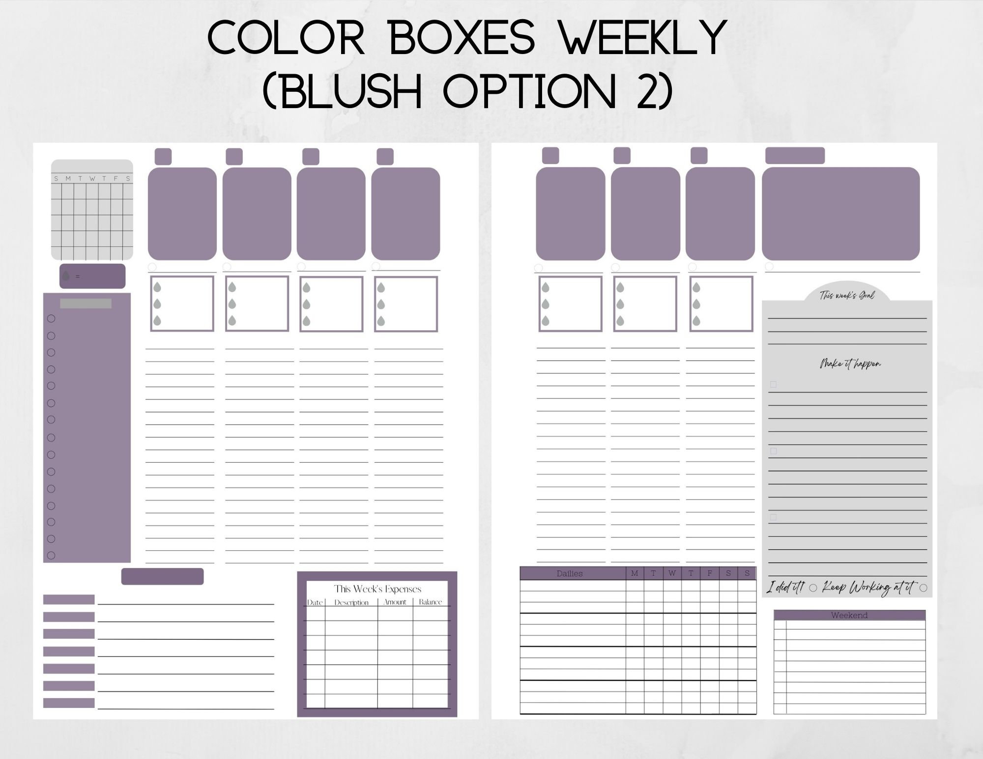 Weekly Planner Color Boxes / Functional / Productivity / Intentional ...