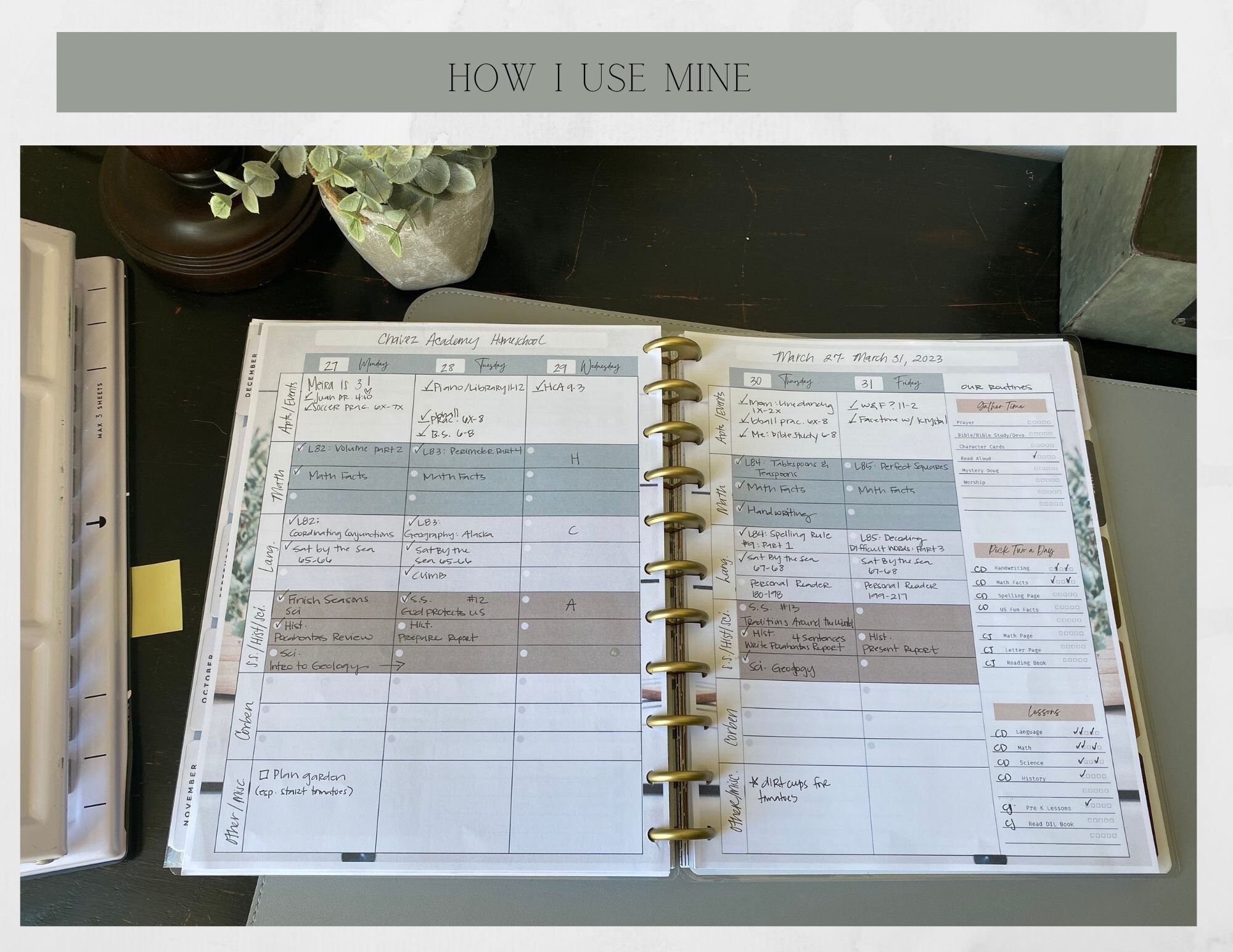 Lesson Planner Weekly Printable Inserts // Routines // Homeschool ...