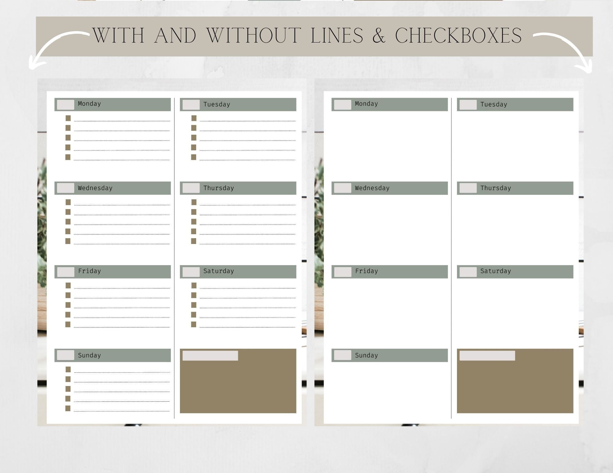 Weekly Dashboard Days of the Week Printable Planner Inserts ...