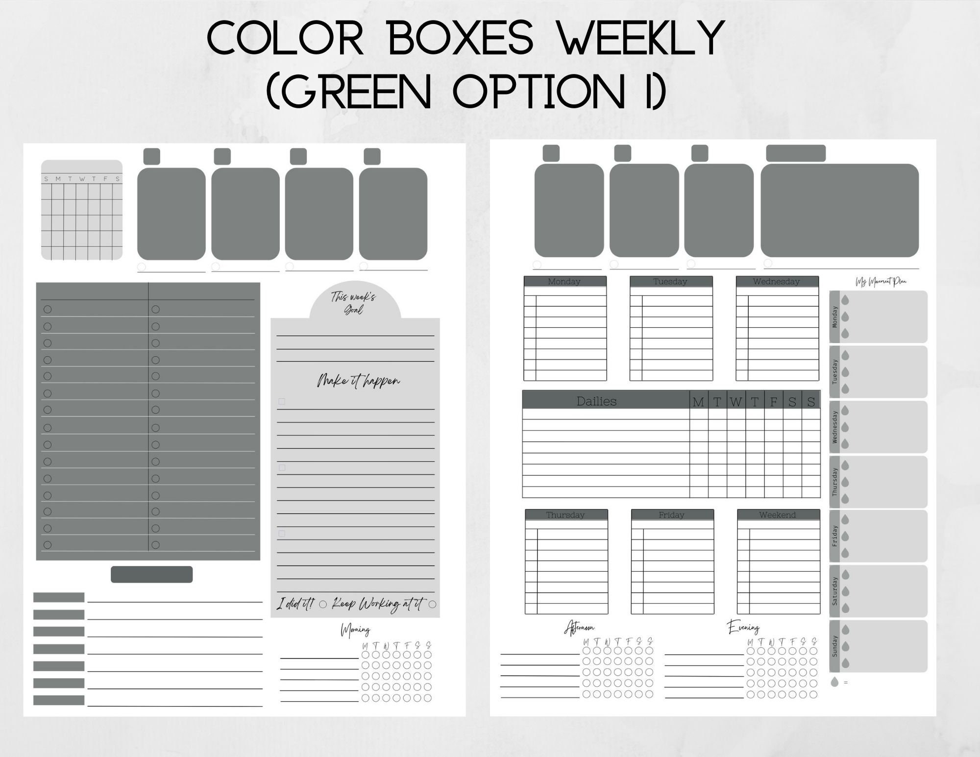 Weekly Planner Color Boxes / Functional / Productivity / Intentional ...