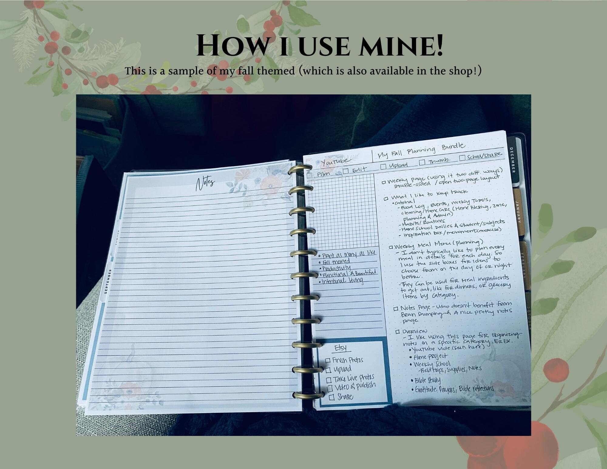 Weekly Planner, Christmas Themed Planner, Holiday, Meal Menu, Christmas ...