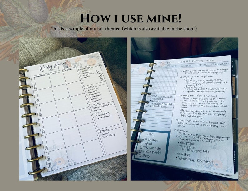 Weekly Planner, Christmas Spices Themed Planner, Holiday, Meal Menu ...