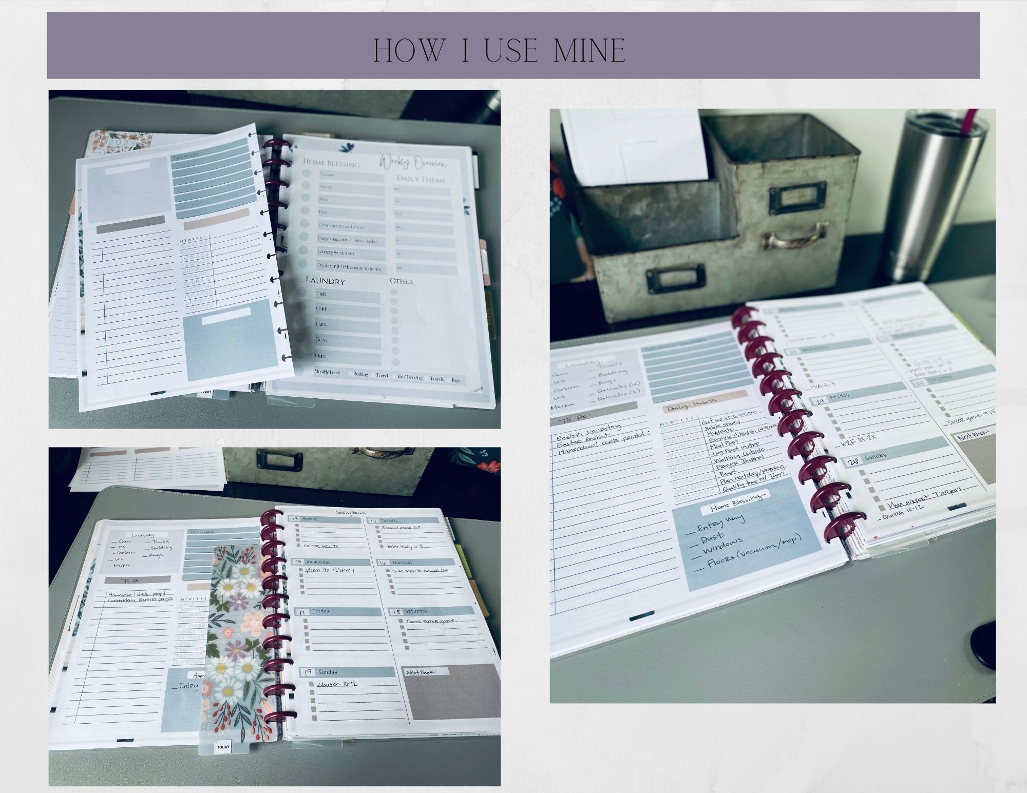 Weekly Dashboard Lists and Habits Printable Planner Inserts ...