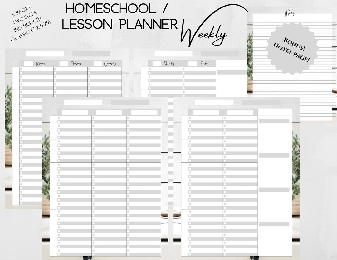 Homeschool Lesson Planner / Lesson Planner / Weekly Lesson Plan ...