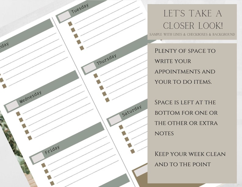Weekly Dashboard Days of the Week Printable Planner Inserts ...